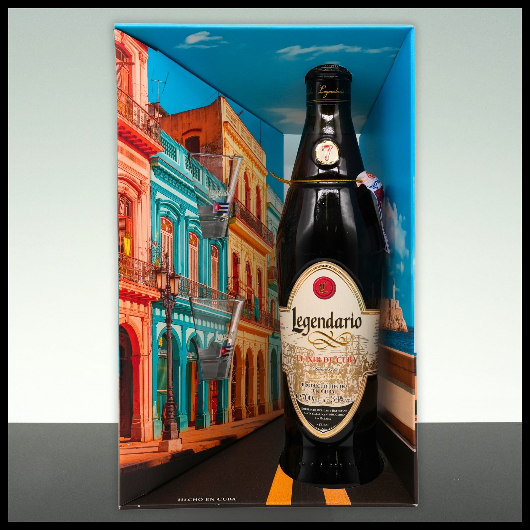 Legendario Elixir de Cuba mit 2 Shot-Gläsern 0,7L - 34% Vol.